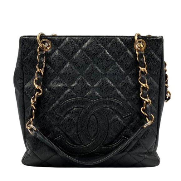 CHANEL | Bags | Chanel Caviar Skin Pst Tote Bag With Chain Shoulder ...